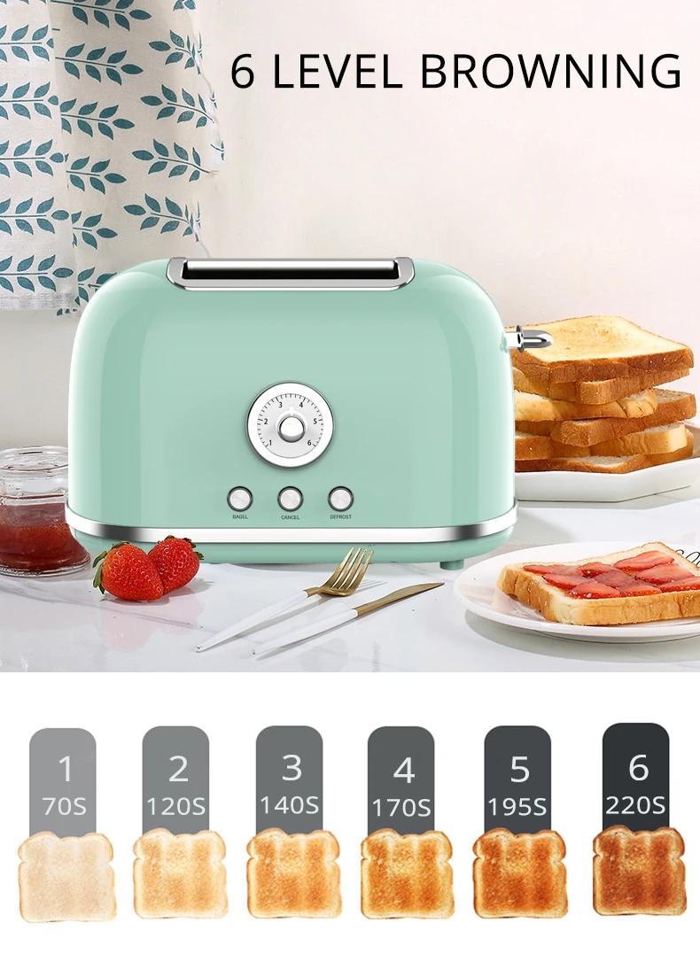 Electric Toaster 2 Slices Toast Bread Kitchen Accessories Stainless ...