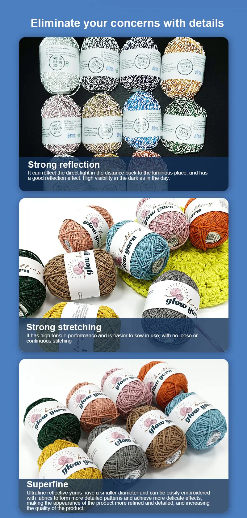 Reflective Yarn Reflective Crochet Yarn Reflective Knitting Yarn Anti ...