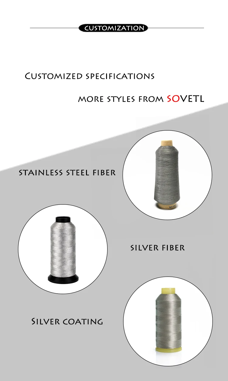 Ss Conductive Thread Anti Static Custom Color Stainless Steel Staple ...