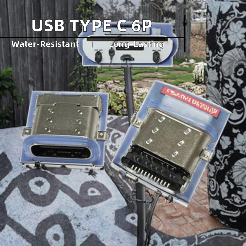 PCT CF-140 USB Type C 6P Female Receptacle Connector Waterproof 5A ...