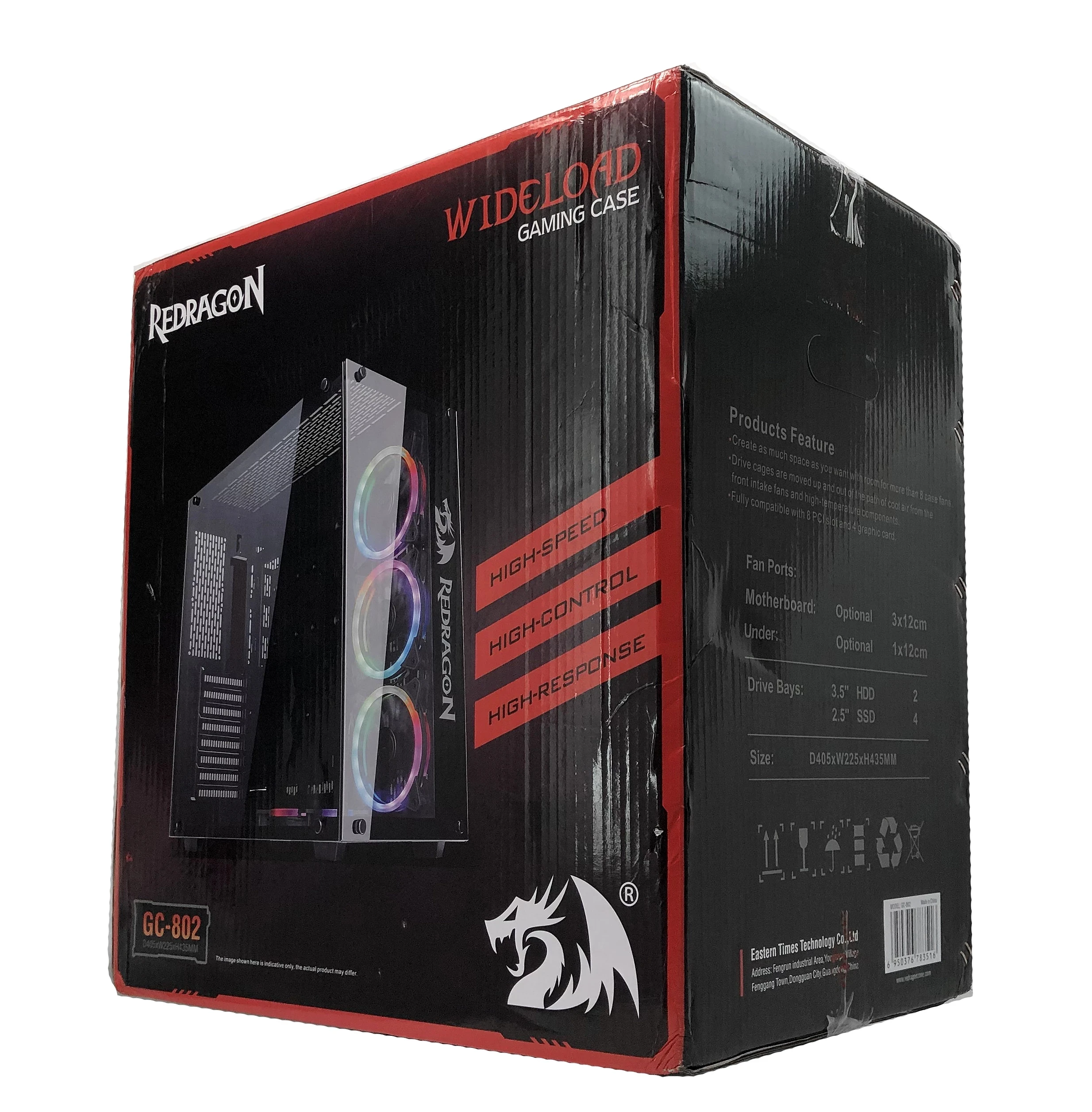 Red Dragon Full Tower Gaming Computer Case With Basalt Pc Accessories ...