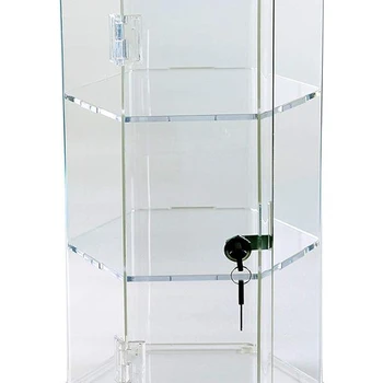 Rotating Display Case With 2 Shelves Locking Jewelry Case Acrylic ...