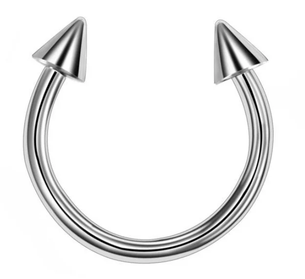 Calendo Implant Grade Titanium Piercings Horseshoe Spiked Septum Cone Nose Earring Rings Body ...