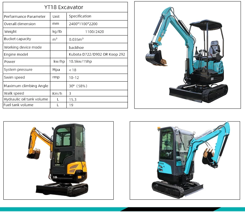 Wholesale Youtop YT08 850KG Diesel Mini Digger Excavator