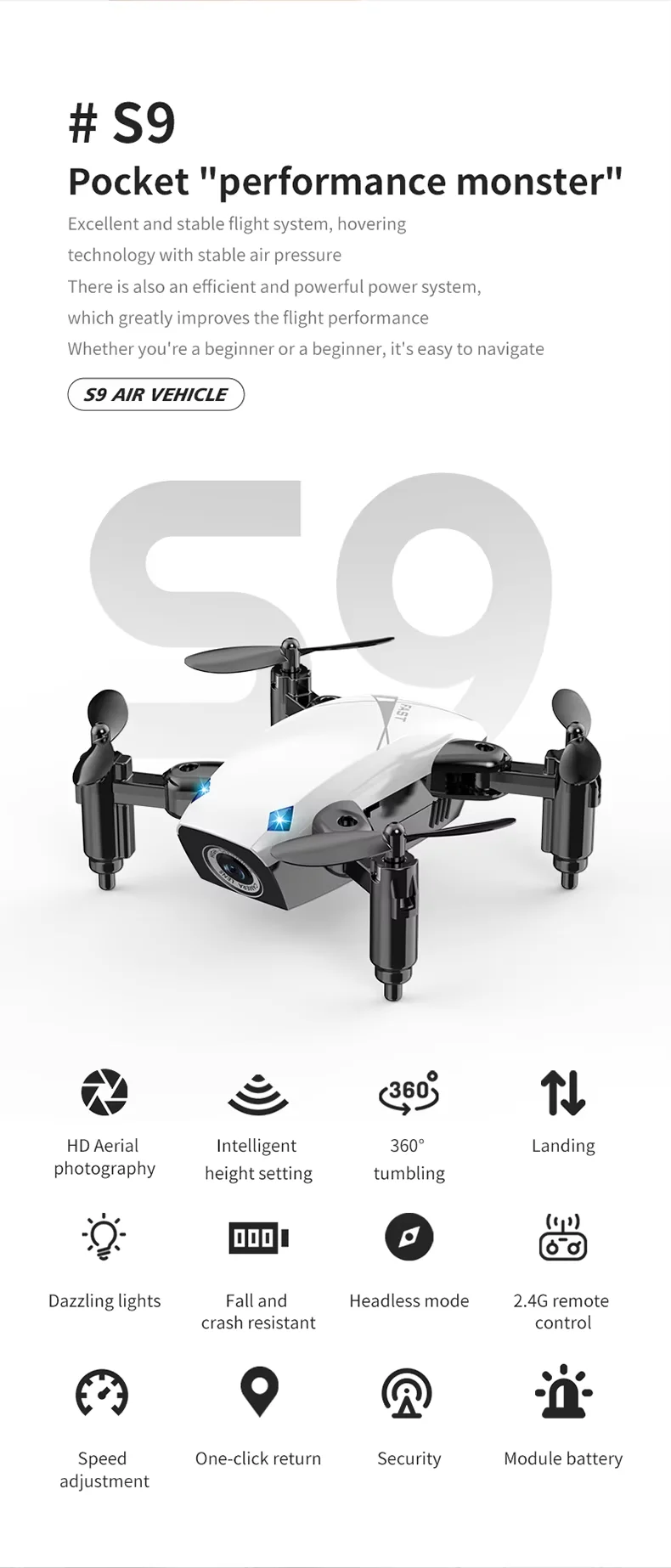 S9 Mini Controller Drone Lightweight Folding 4k Camera Rc Pocket ...
