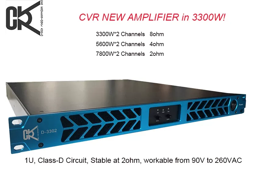 D3302 CVR Professional 1U Class D Power Amplifier - 3300W
