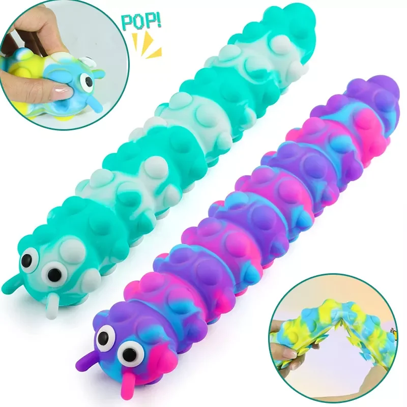 Wholesale 3d Cute Caterpillar Fidget Toy With Light Squeeze Push Bubble ...