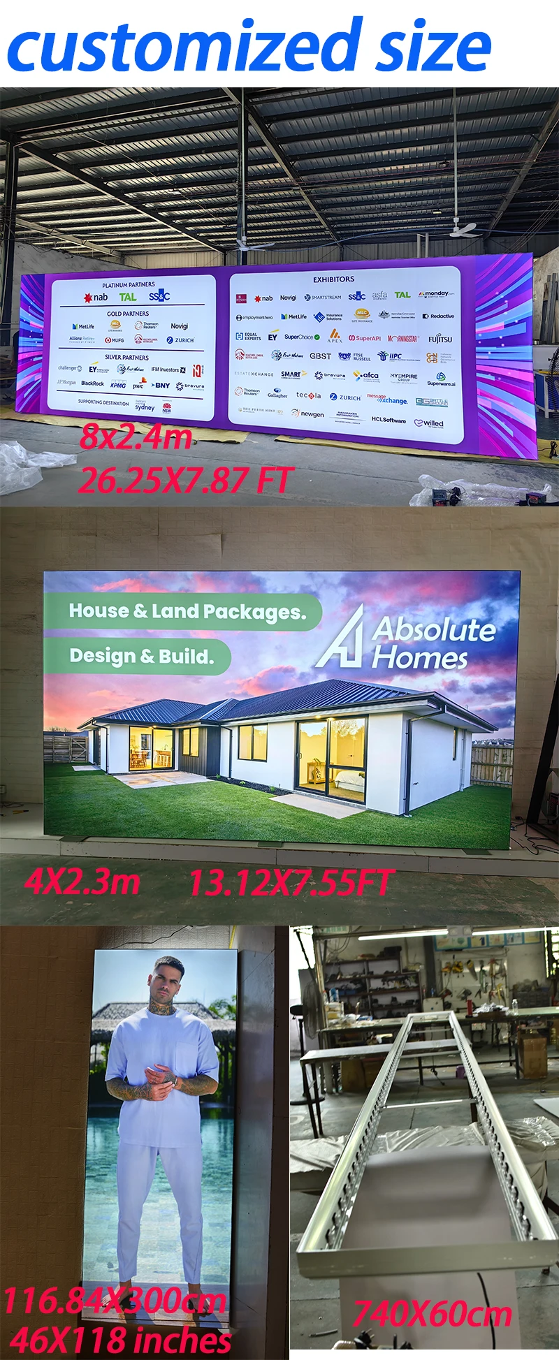 Customization Design Aluminum Frame Illuminated Fabric Standing Led ...