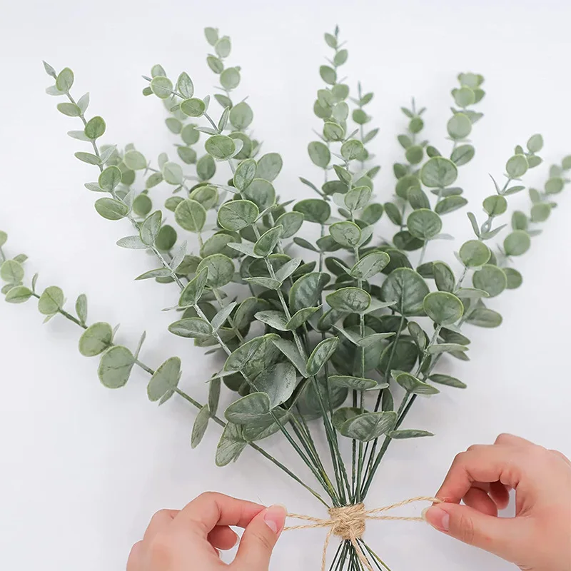 Eucalyptus Stems Artificial Eucalyptus Leaves Stems Real Grey Green Touch Leaf Branches for Home ...