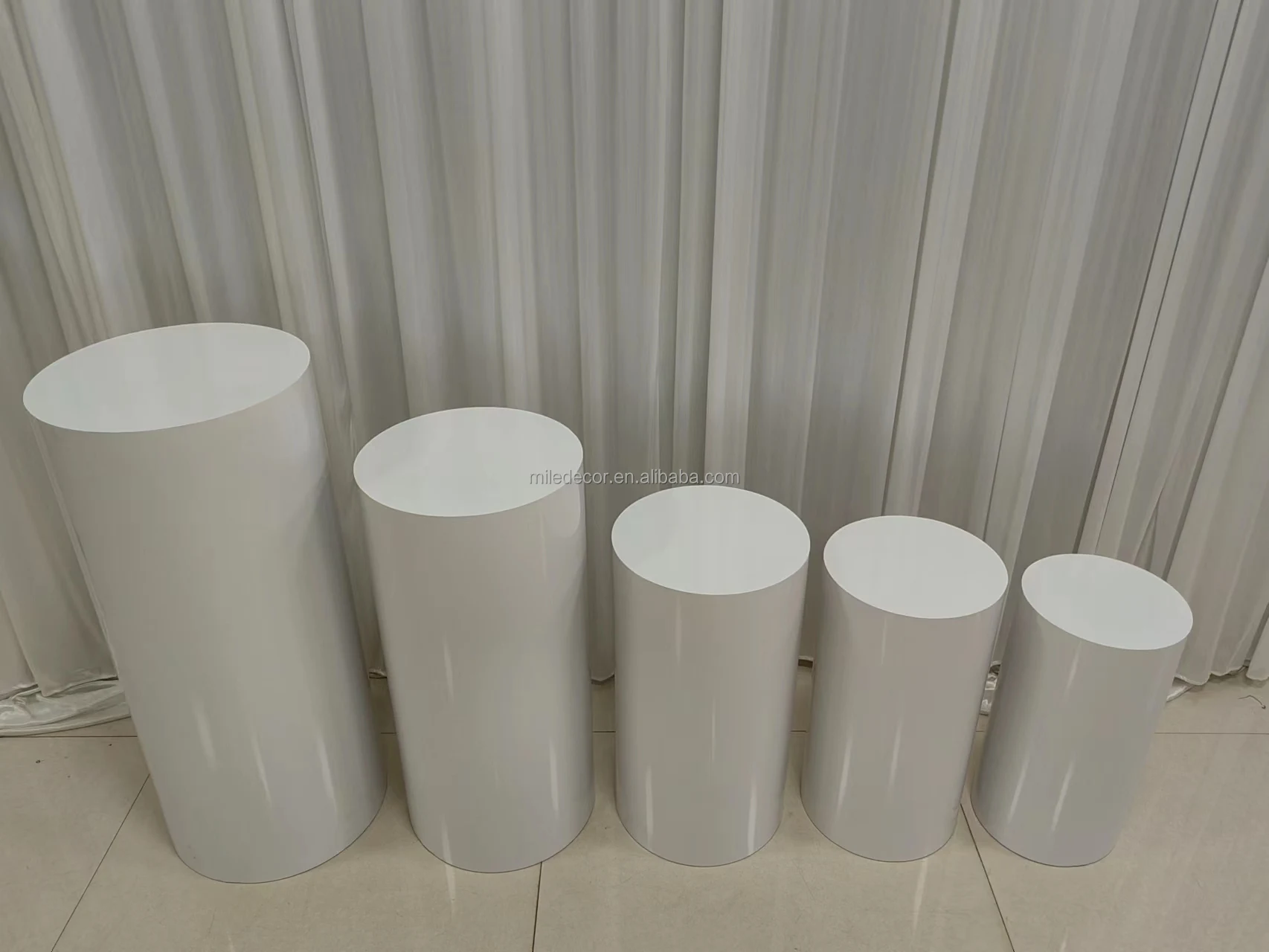 Wedding Round White Plinths Set Cylindrical Cake Pedestal Iron Metal ...