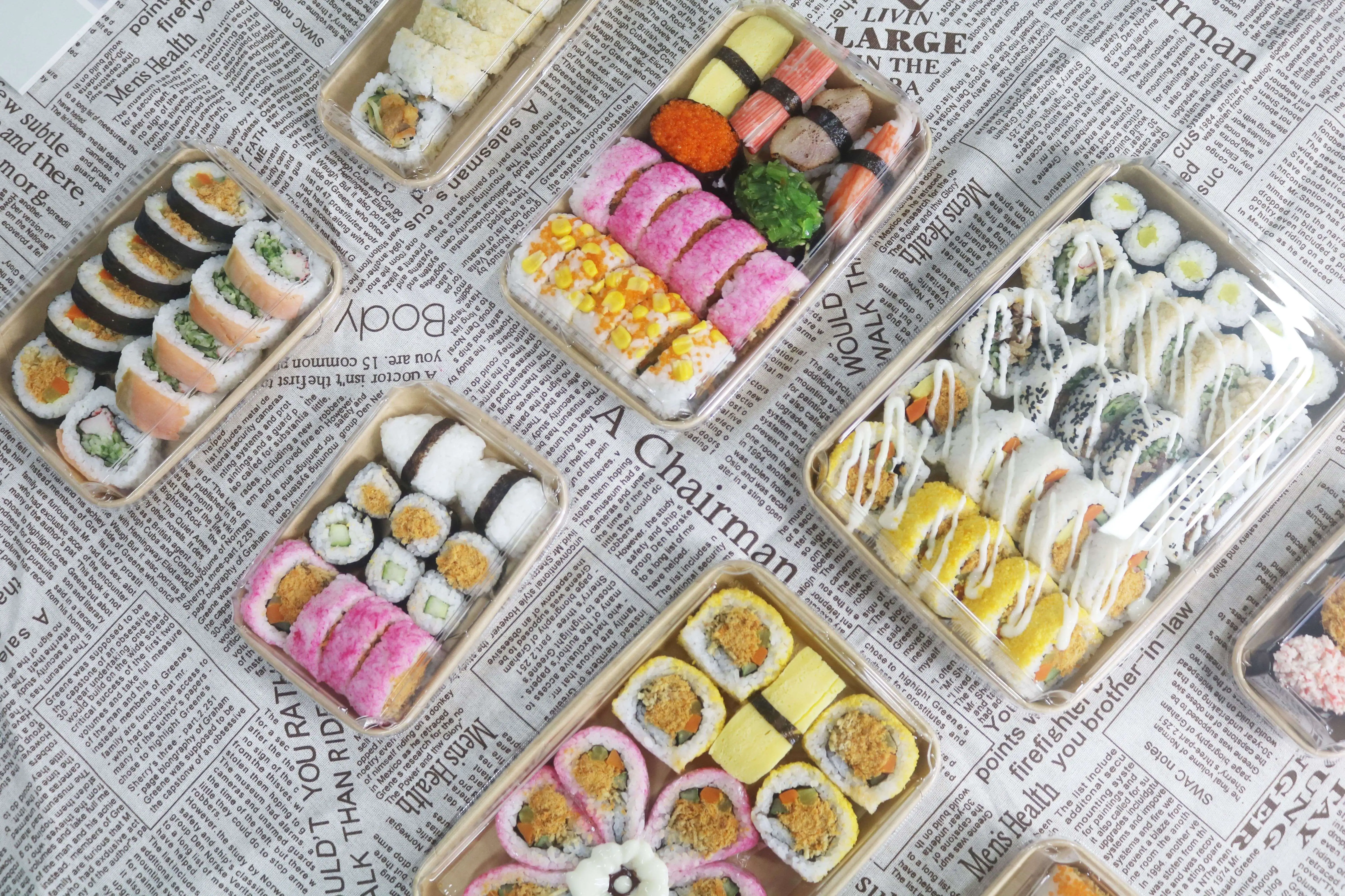 Disposable Kraft Paper Sushi Tray With Pet Lid Paper Container For Food ...