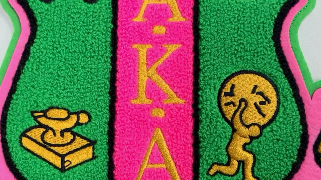 Large Size Chenille Hot Pink Aka Patches Greek Letters Sorority Aka Logo Iron On Chenille Shield ...