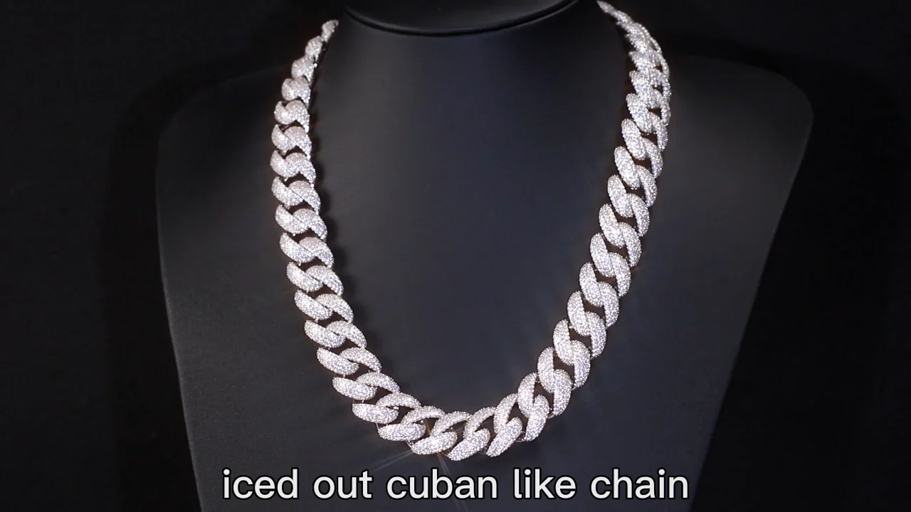 Fashion Jewelry Fully Iced Out Chain 17mm 4rows Miami Moissanite ...