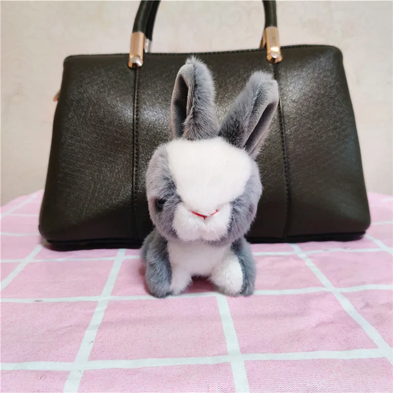 10cm Cute Keychains Simulation Short-haired Rabbit Plush Doll Pendant ...
