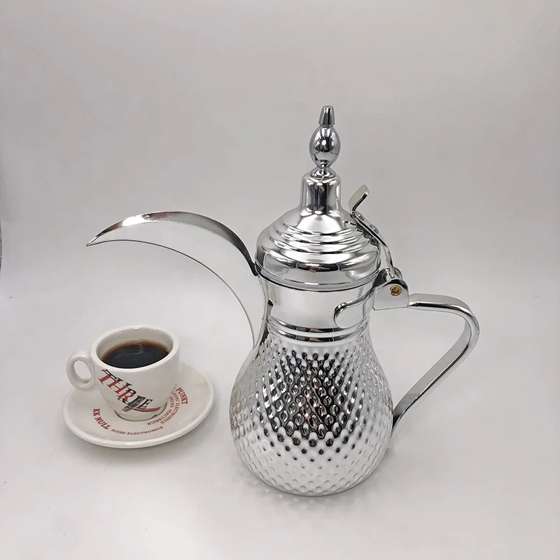 Classic Arabic Dallah Long Spout Kettle - Stainless Steel