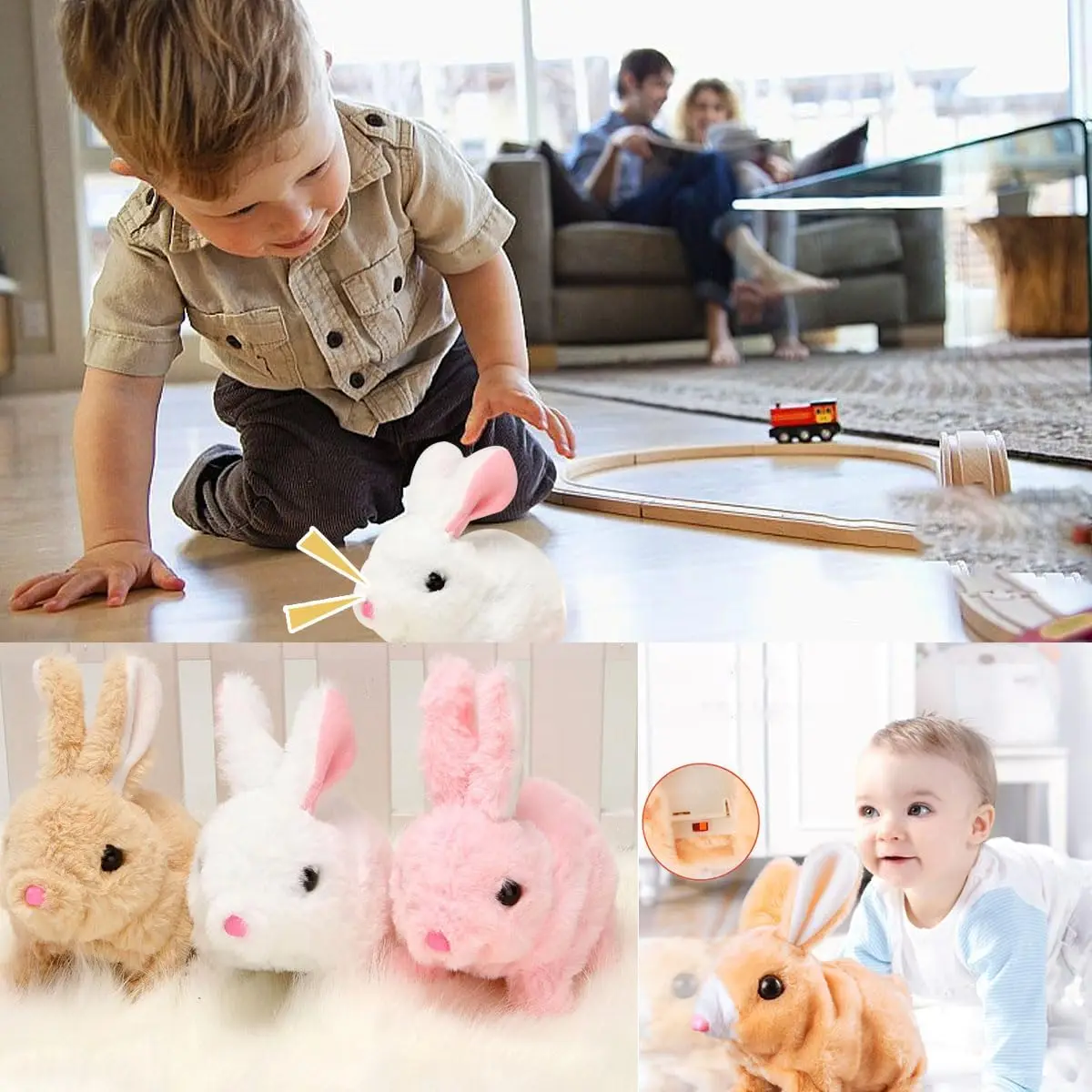 Interactive Bunny Rabbit Plush Toy Twitching Mouth And Nose Interactive ...