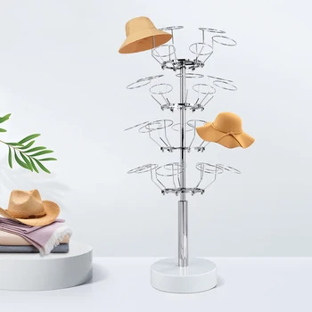 Rotating Hat Display Rack Free Standing Headwear Wig Stand Baseball Hat ...