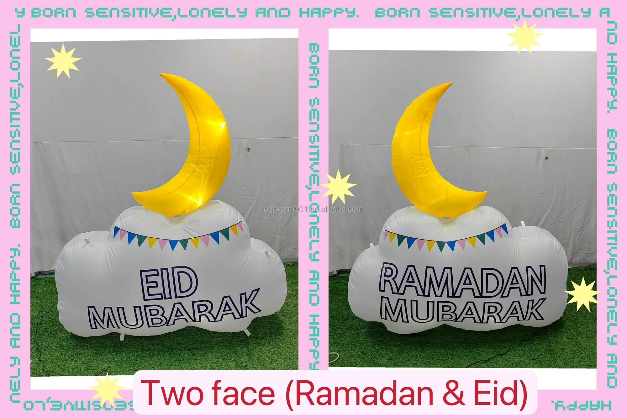 Ourwarm Islam Crescent Moon Cloud Ramadan Inflatable Decoration Eid ...