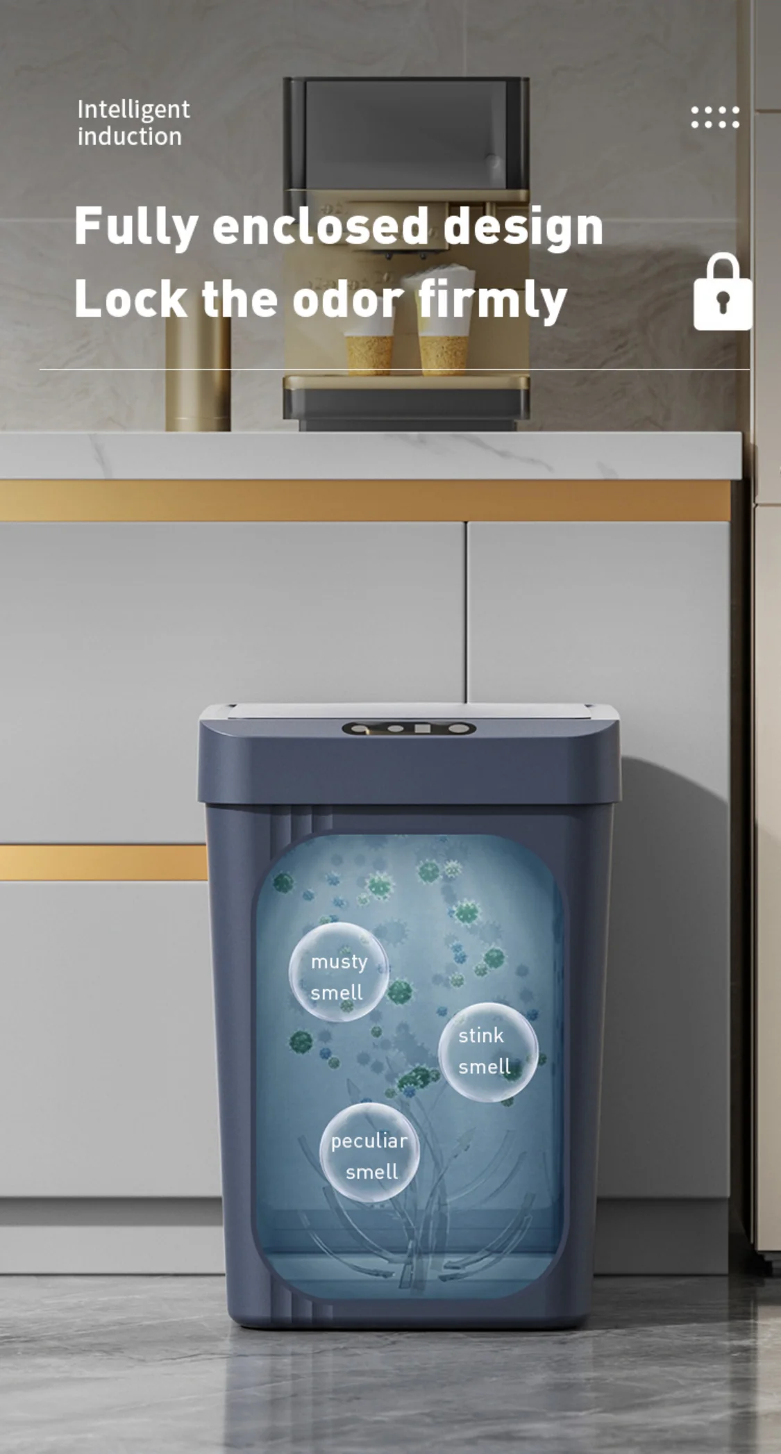 Touchless Dustbin 2024 Waterproof 13l Battery Automatic Sealing ...