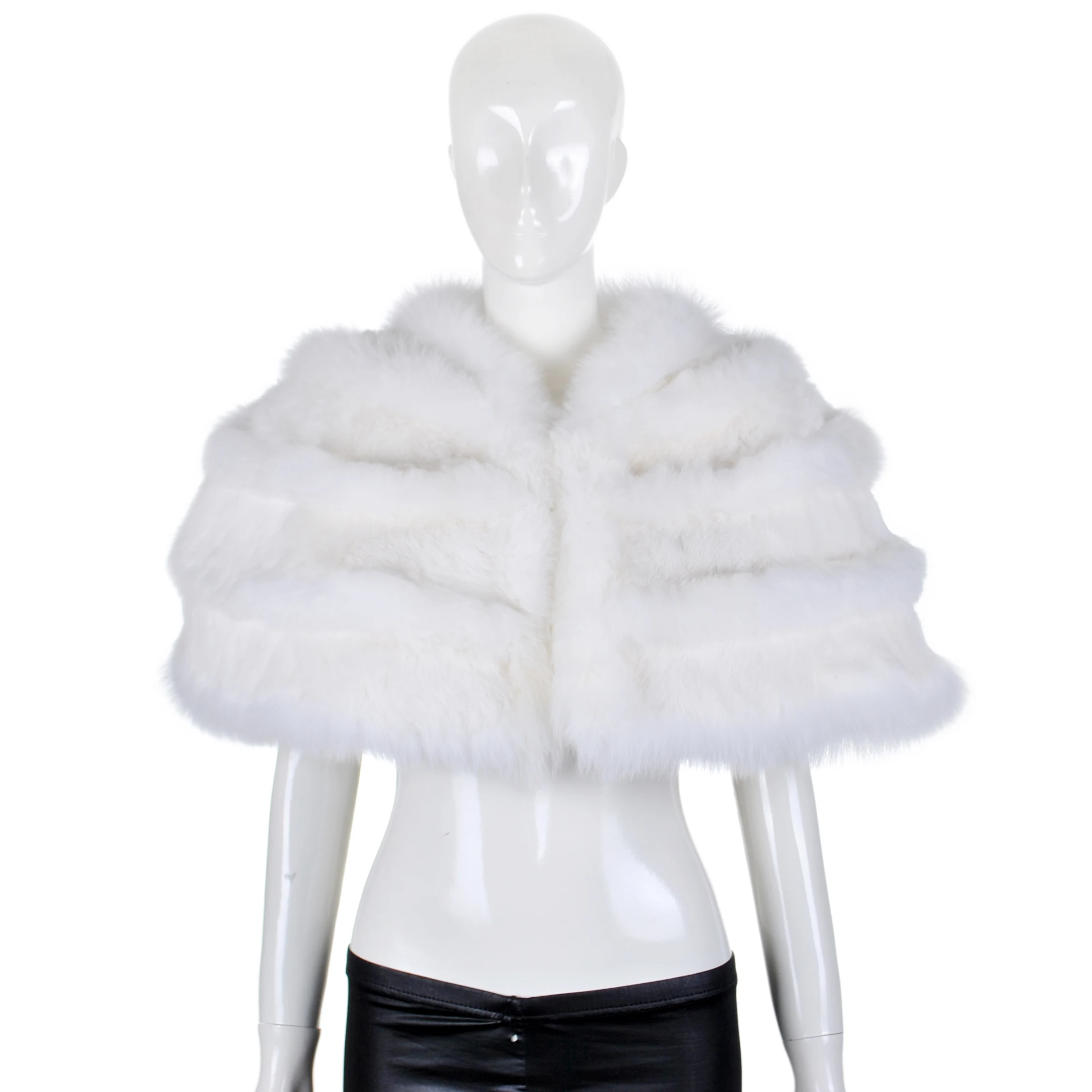 YRFUR YR020 Wedding Style Rabbit and White Fox Fur Bridal Stole ...