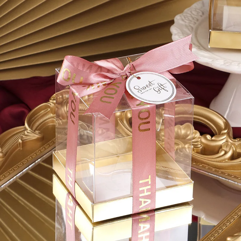 Clear Pvc Wedding Favor Boxes Ribbon Packing Custom Folding Cookie ...