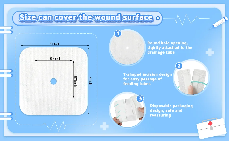 Feeding Tube Pad - Aseptic Drainage & G Tubes Pads Holder