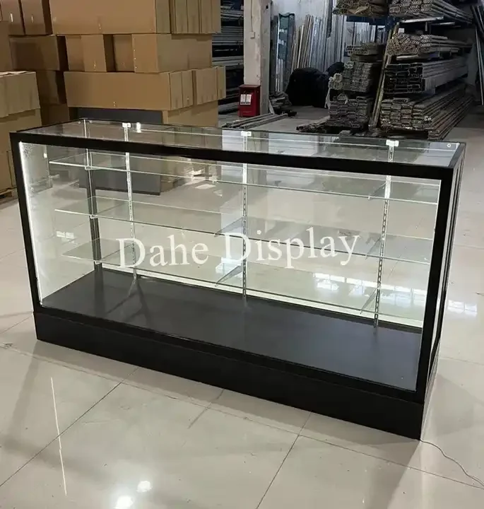 6ft Smoke Shop Adjustable Shelves Display Aluminum Frame 7mm Tempered ...