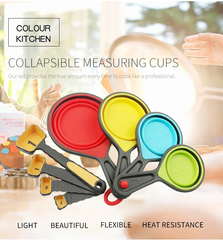 Multiple Sizes Collapsible Food Grade Silicone Measuring Tools Set ...