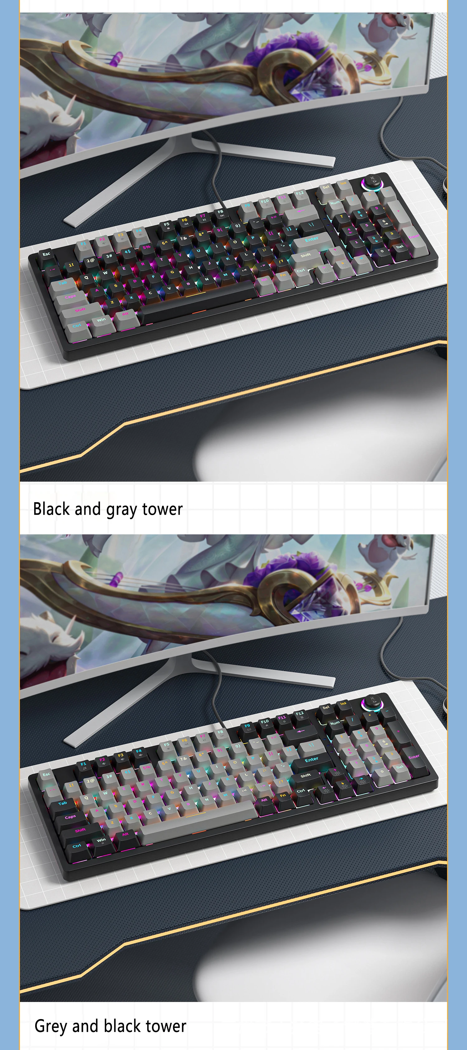 98 Keys Green Axis 75% Wired Gaming Keyboard For Esports Special ...