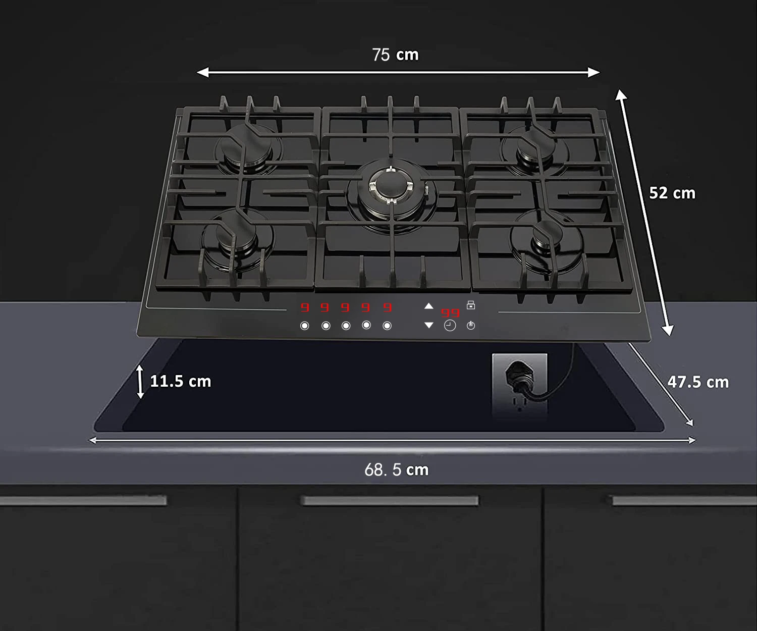 5 Burners Cooktop Five Cooker Hob Commercial Kitchen Cook Heating Free ...