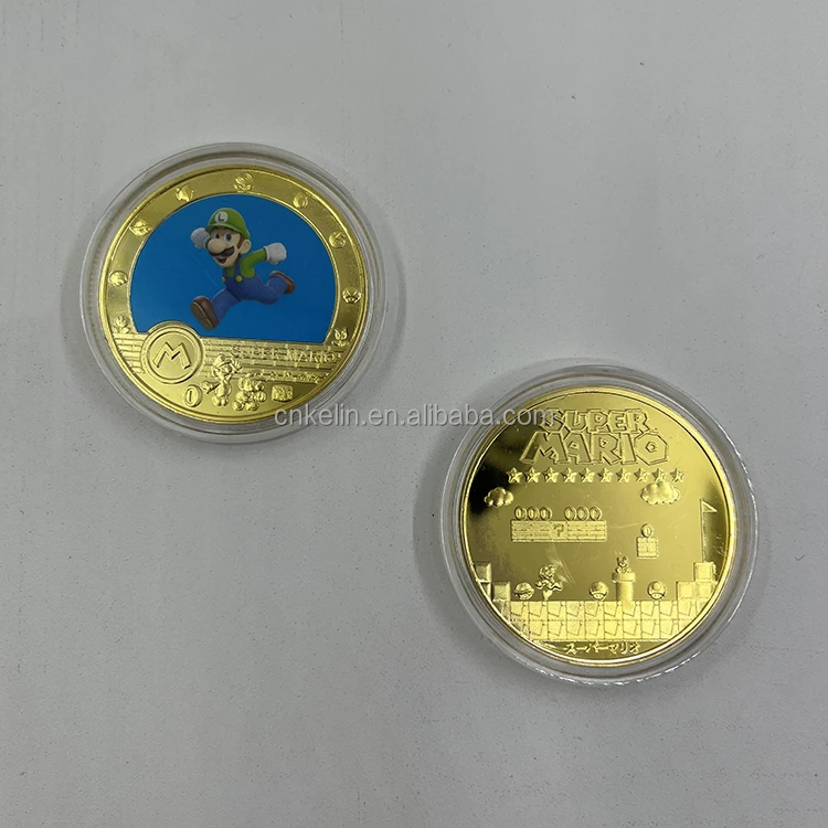 Japan Game Super Mario Bros Coin Mario And Luigi Cute 24k Gold Plating ...