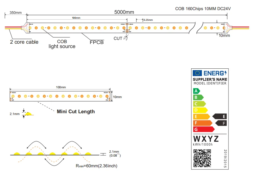 8mm Led Cob Strip 24v Light Strip Flex 12v Small Cob Led Strip - Buy ...