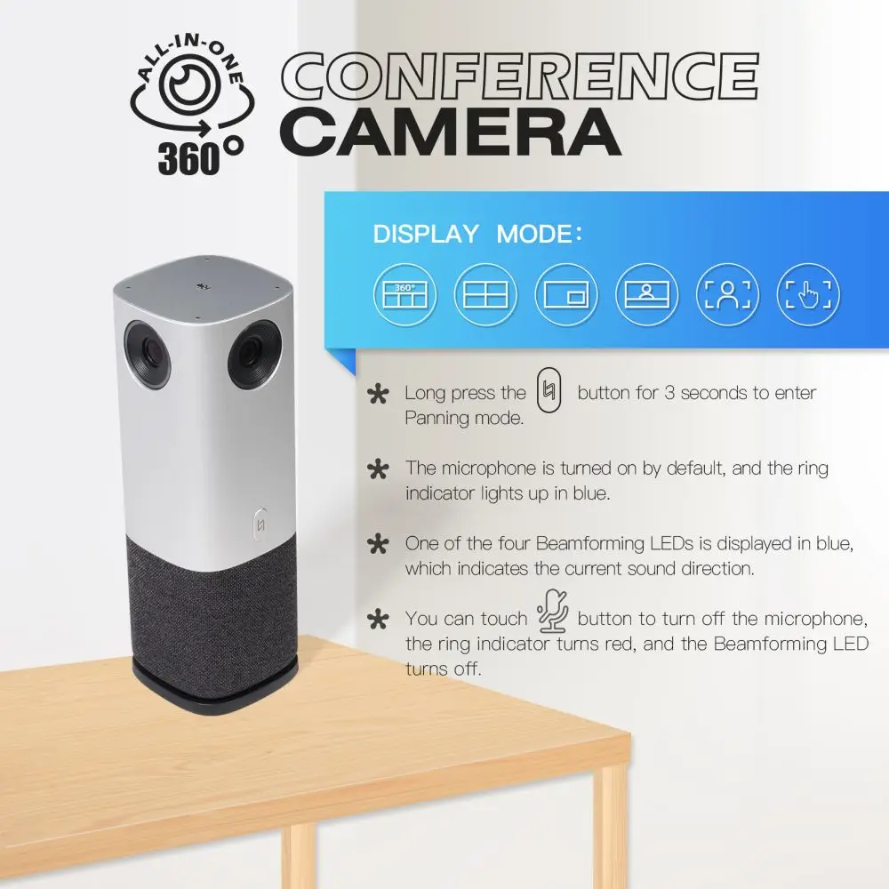 Ultrahd 4k 360 Degree Conference Camera All-in-one Camera Panoramic ...