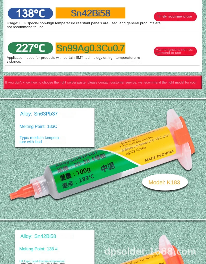 100g Maintenance Type Solder Paste Syringe Type Low Temperature Medium ...