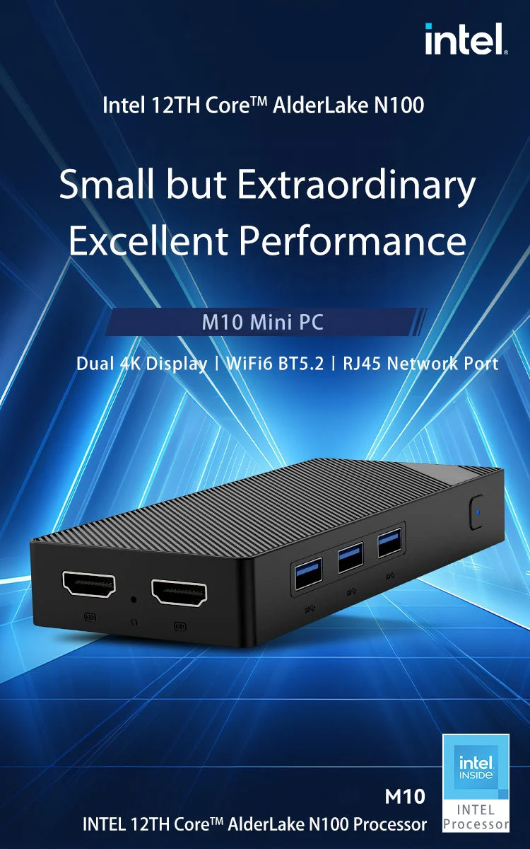 Eglobal New Arrival I-ntel N-Series N100 Mini PC 12G DDR4 Memory 2 * HD ...