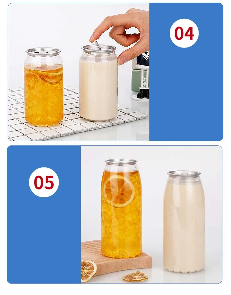 PET Plastic Pull Ring Beverage Cans - Food Grade & BPA Free