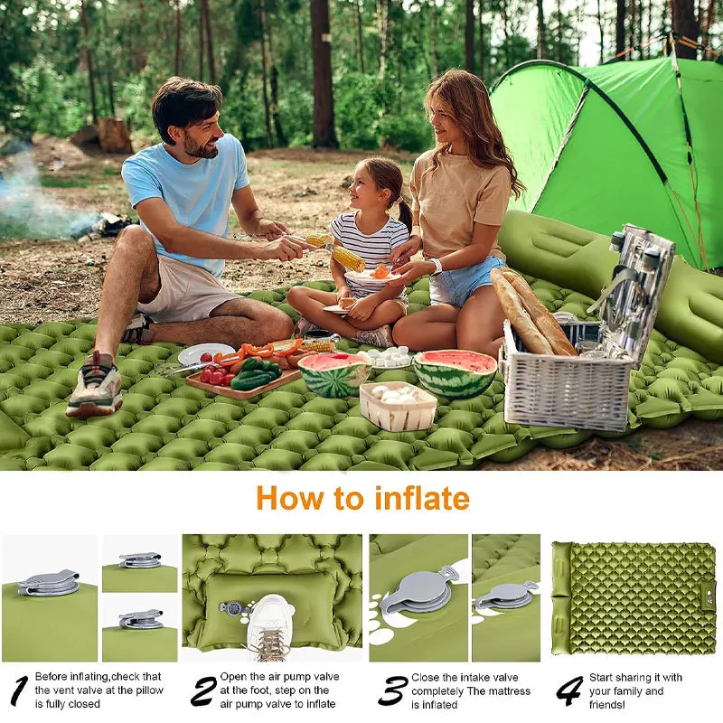 Outdoor Double Inflatable Mat Foot Stepping On Automatic Inflatable Bed ...