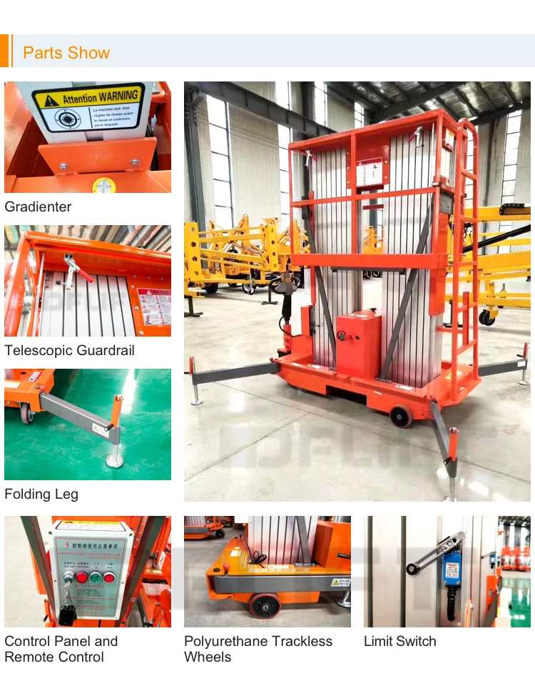 Single Mast Aluminum Lift Table Hand Operated Hydraulic One Man Lift ...