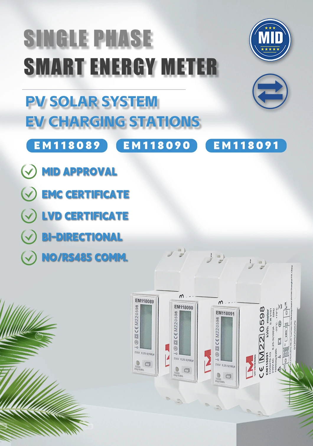 100A MID Certified Smart Electricity Meters for Solar Systems