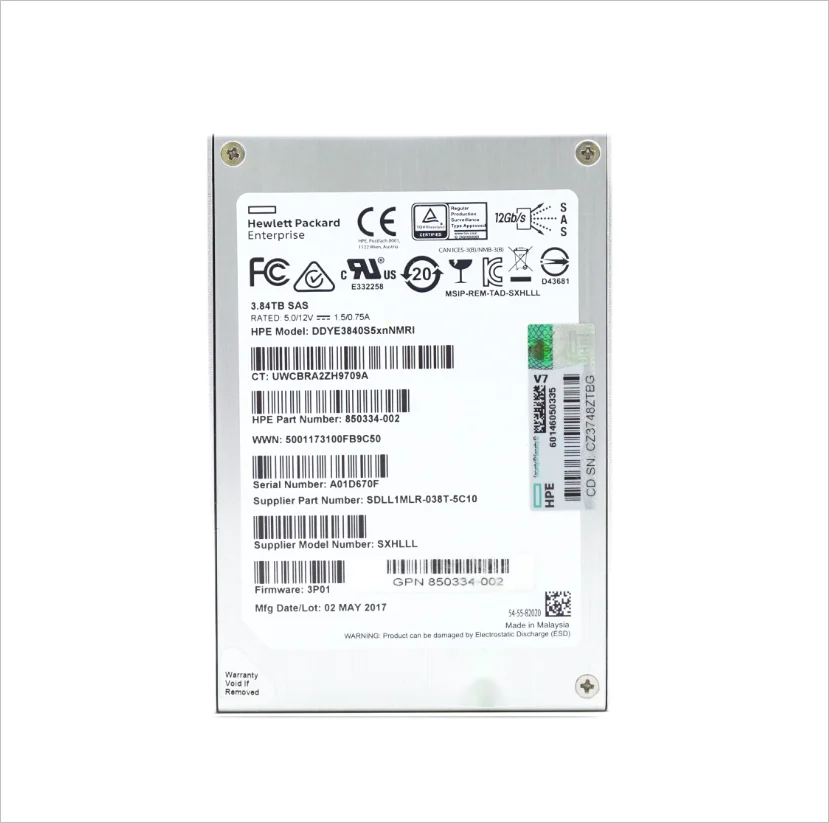 H-P 873094-001/850334-002/806135-001/872801-001/ddye3840s5xnnmri 3.84TB SAS SSD