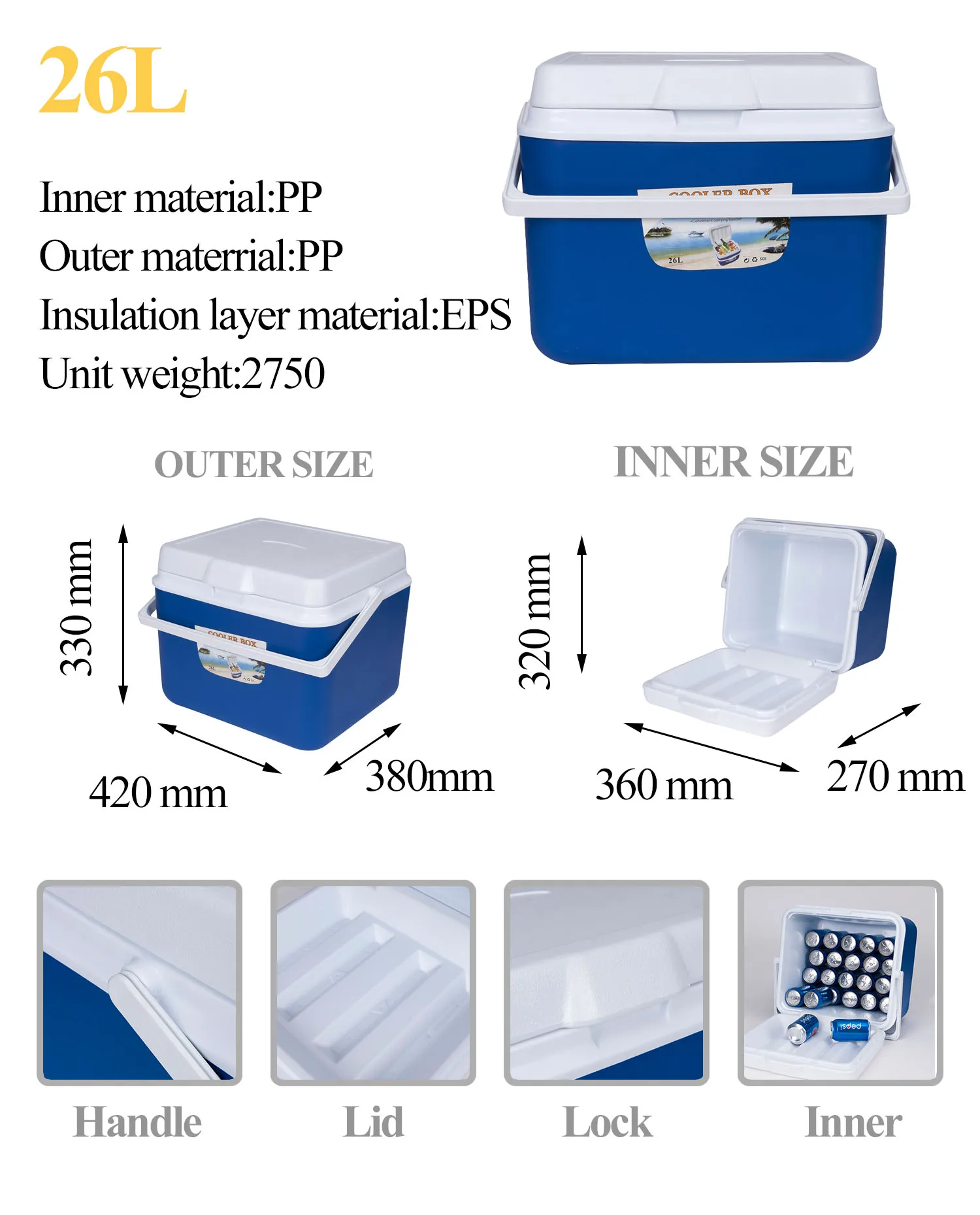 Plastic PP Outdoor Picnic 26L EPS Cooler Box| Alibaba.com