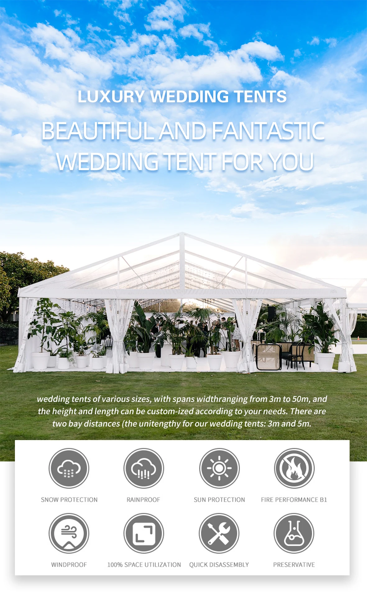 Luxury 20x30 20x40 50x30 Big White Chapiteau Tent for Events