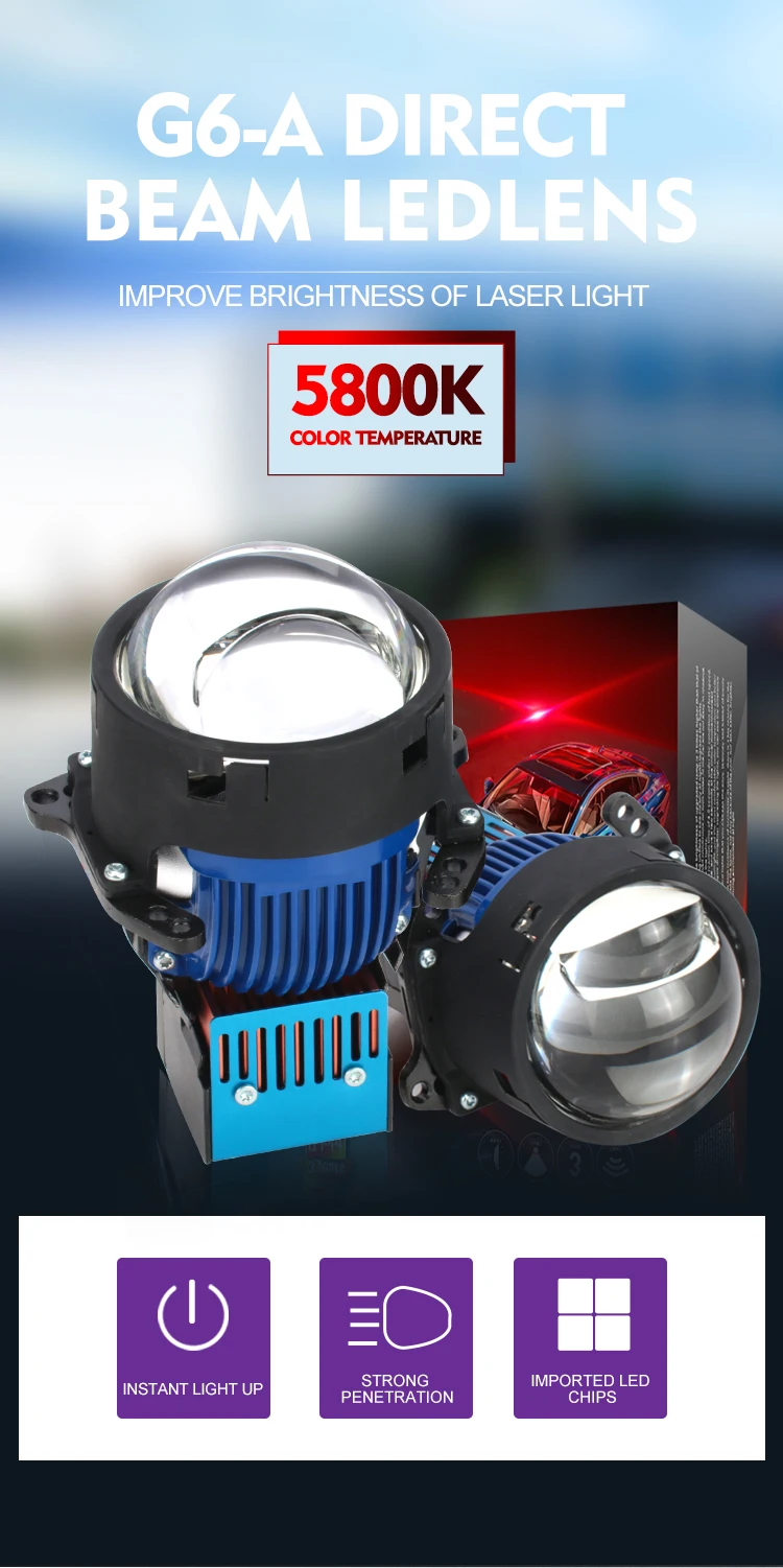 Car Headlight 70w Double Reflector Retrofit Headlight Laser 3.0 Inch Bi ...