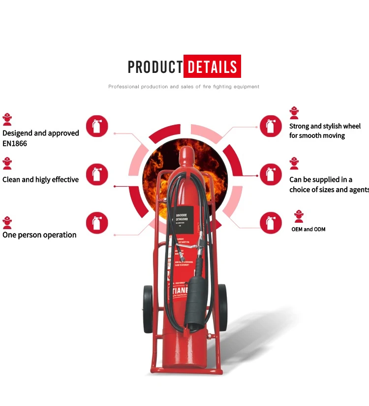 Single Cylinder 20kg Wheeled Co2 Fire Extinguisher,Co2 Cart Fire Extinguisher - Buy Single ...