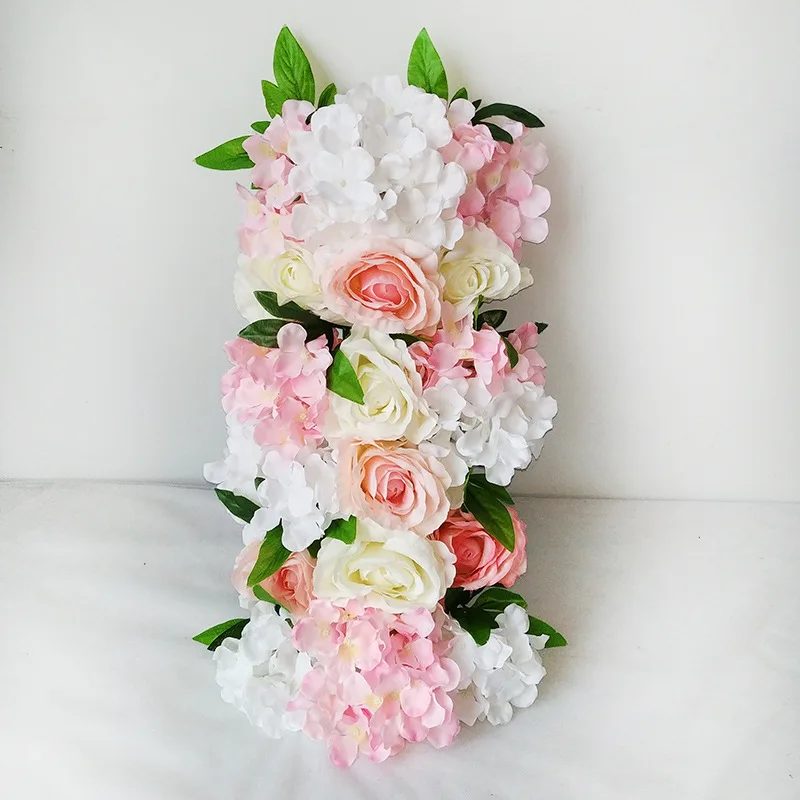 Artificial Flower Conference Table Flower Row Rose Lily Hydrangea Leaf ...