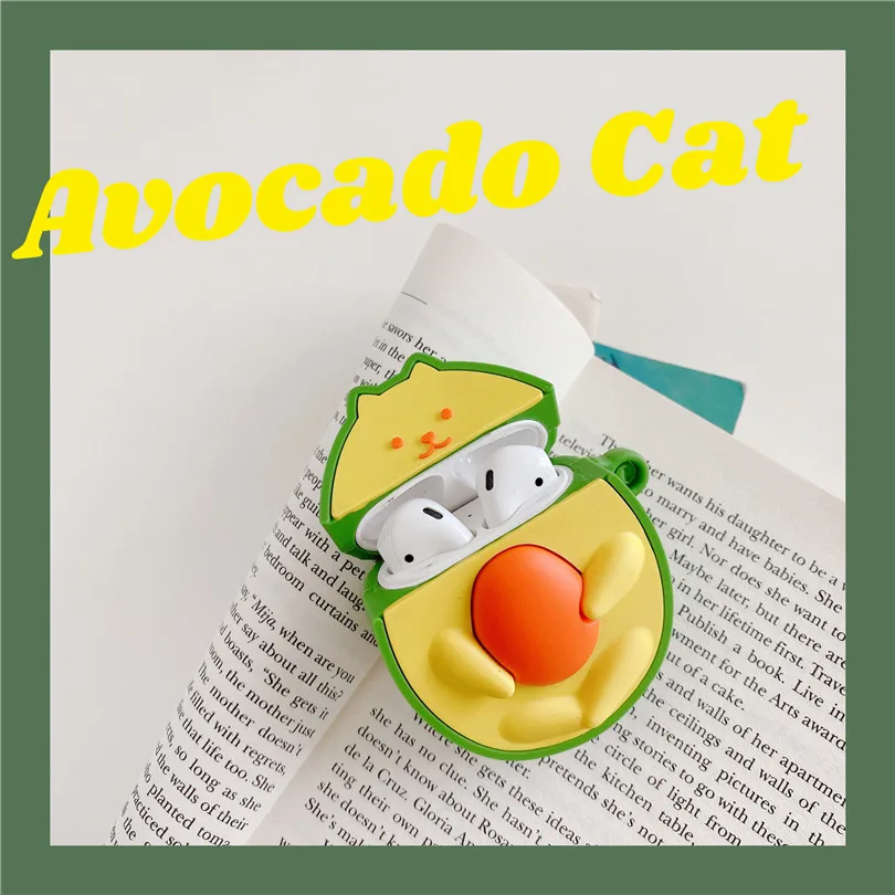 Yellow Green Cartoon 3d Cute Avocado Earphone Case For Airpods 1 2 Pro ...