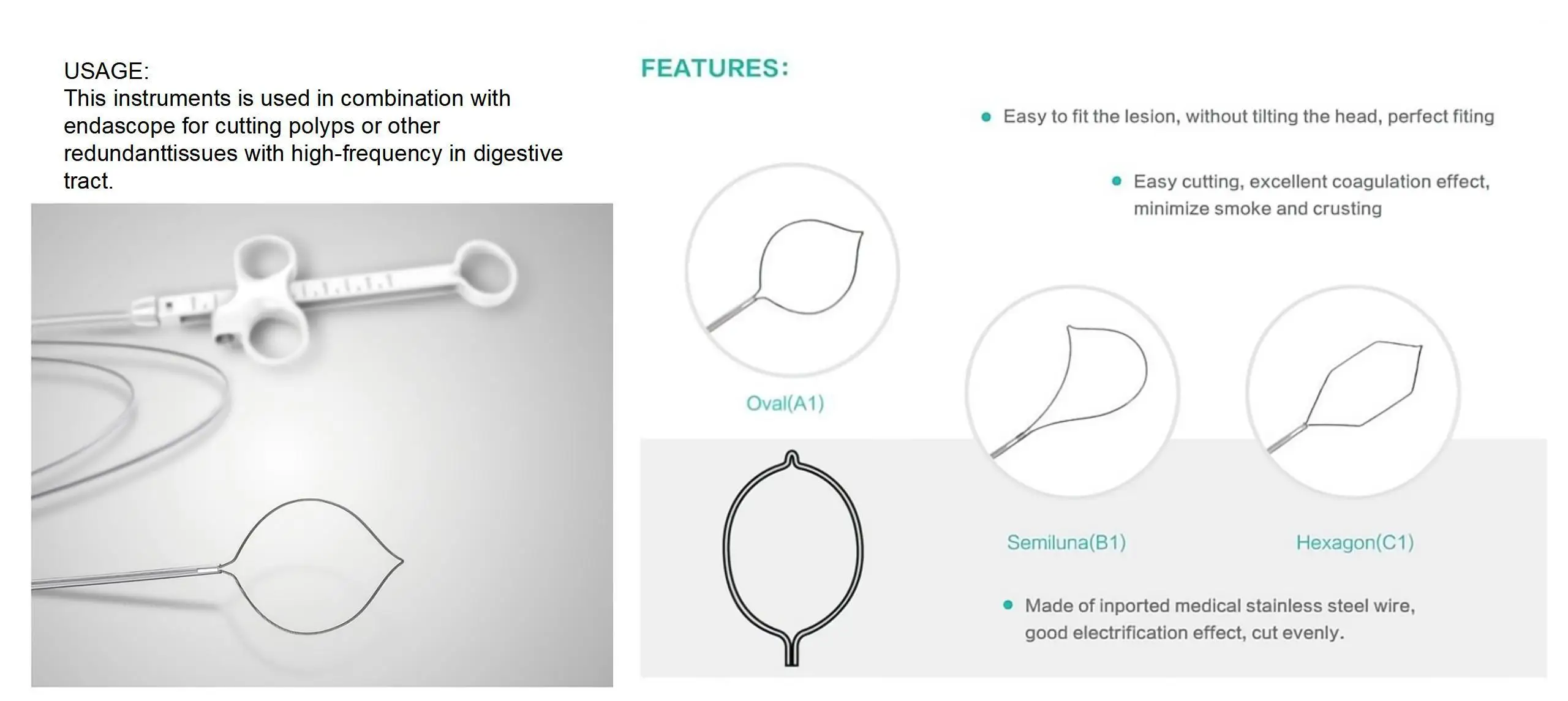 Disposable Snare Standard Polypectomy Snare Surgical Instrument ...