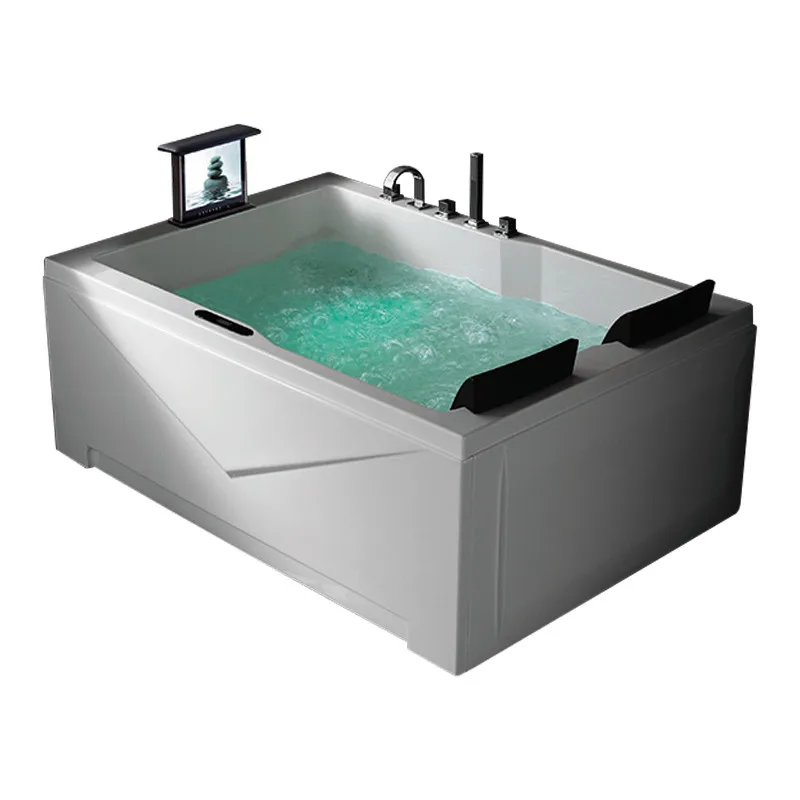 Modern And Minimalist White Acrylic Rectangular Spa Bathtub Twin ...