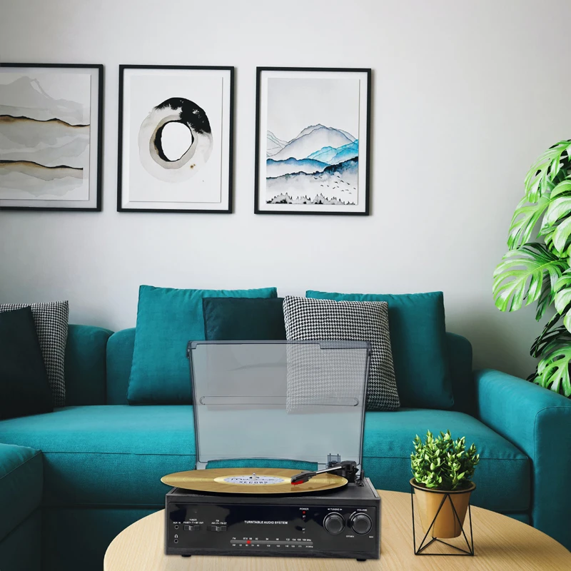 Nostalgia Retro Vinyl Record Player With Speakers Phonograph Wooden ...