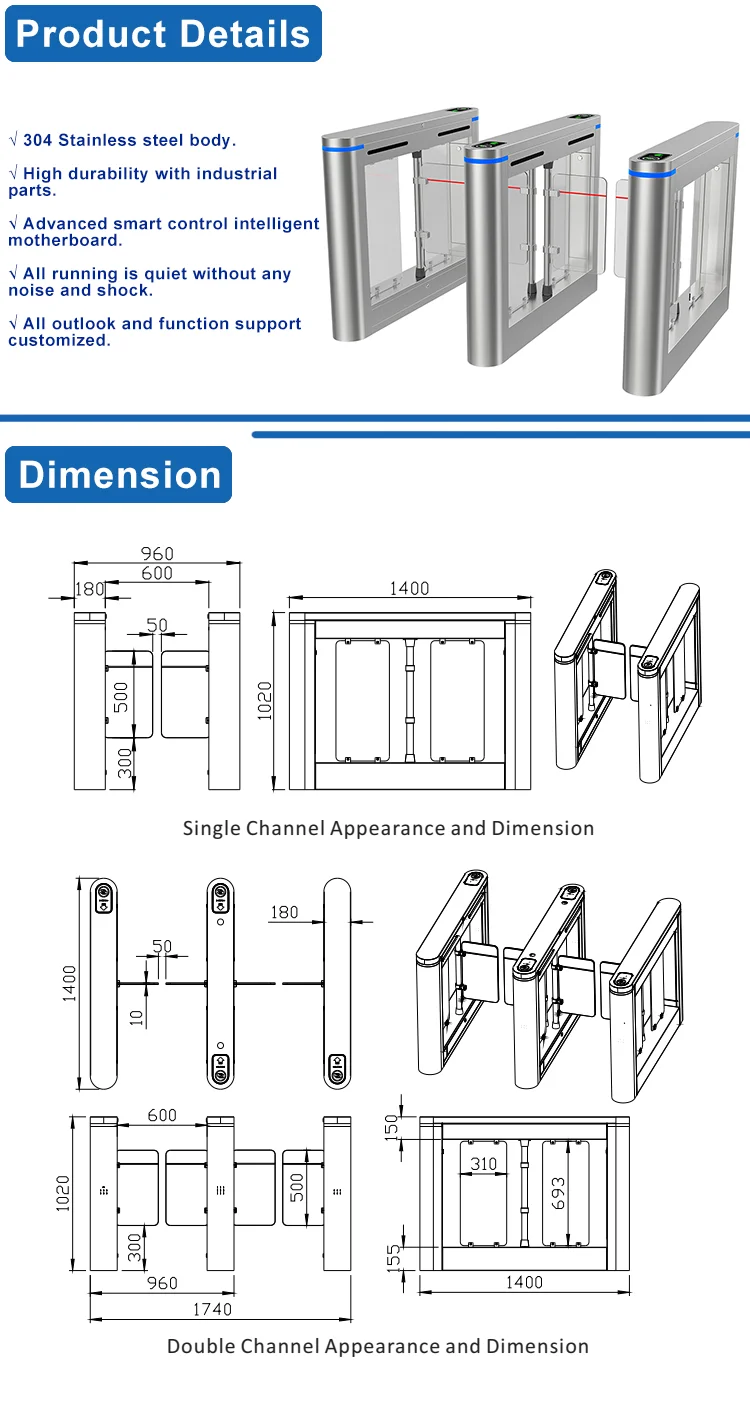 High Quality Electronic Security Entrance Swing Lane Turnstile Gate ...